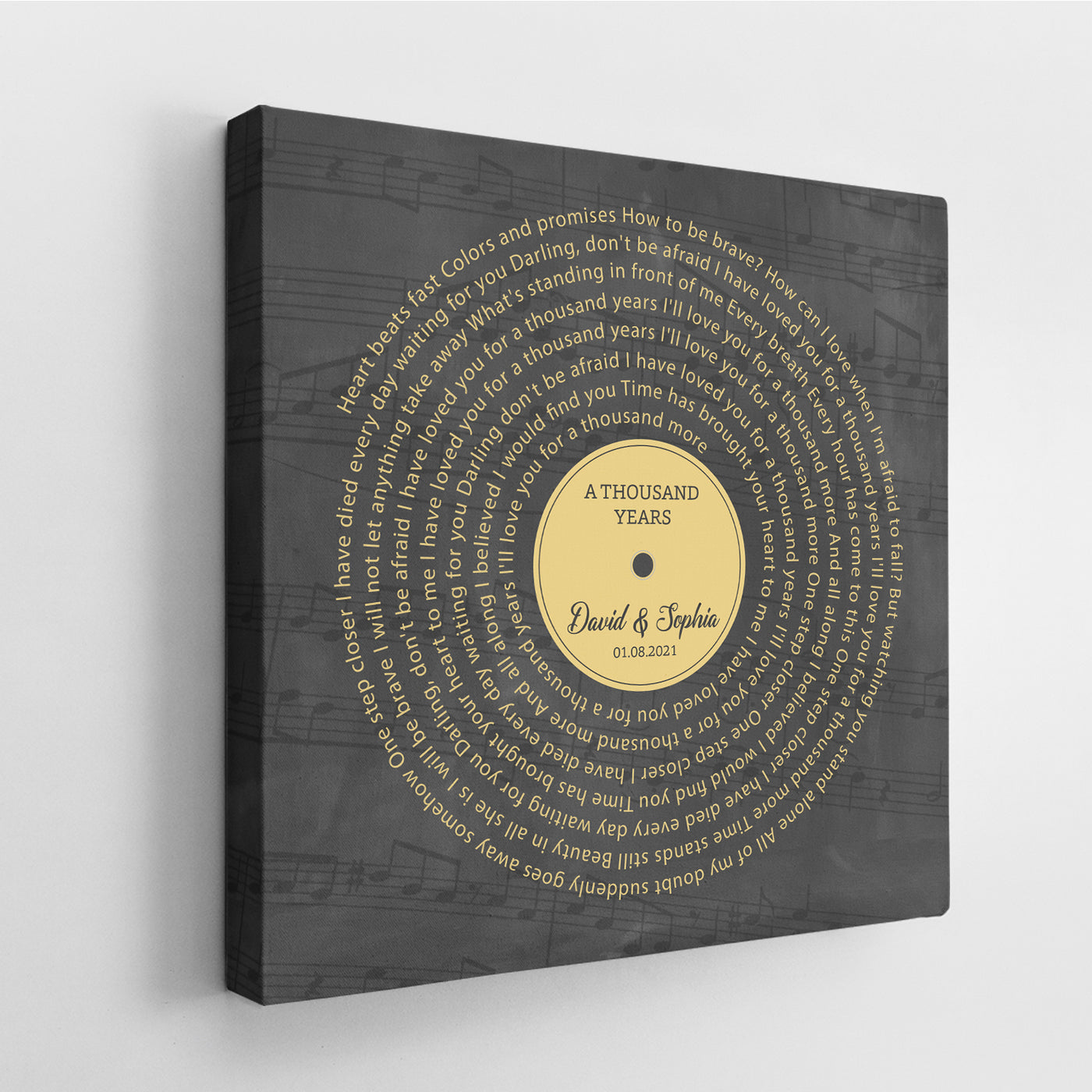 Vinyl On Canvas Wall Art | Custom Lyrics - Square - Ready to Hang