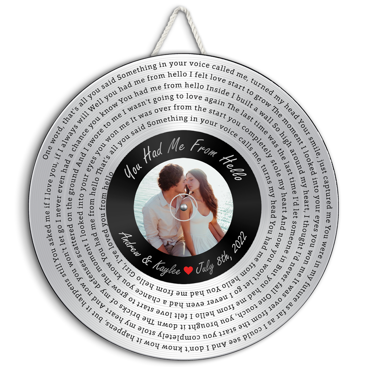Custom Song Lyrics, Vinyl Record Art, Upload Photo, Customizable Song