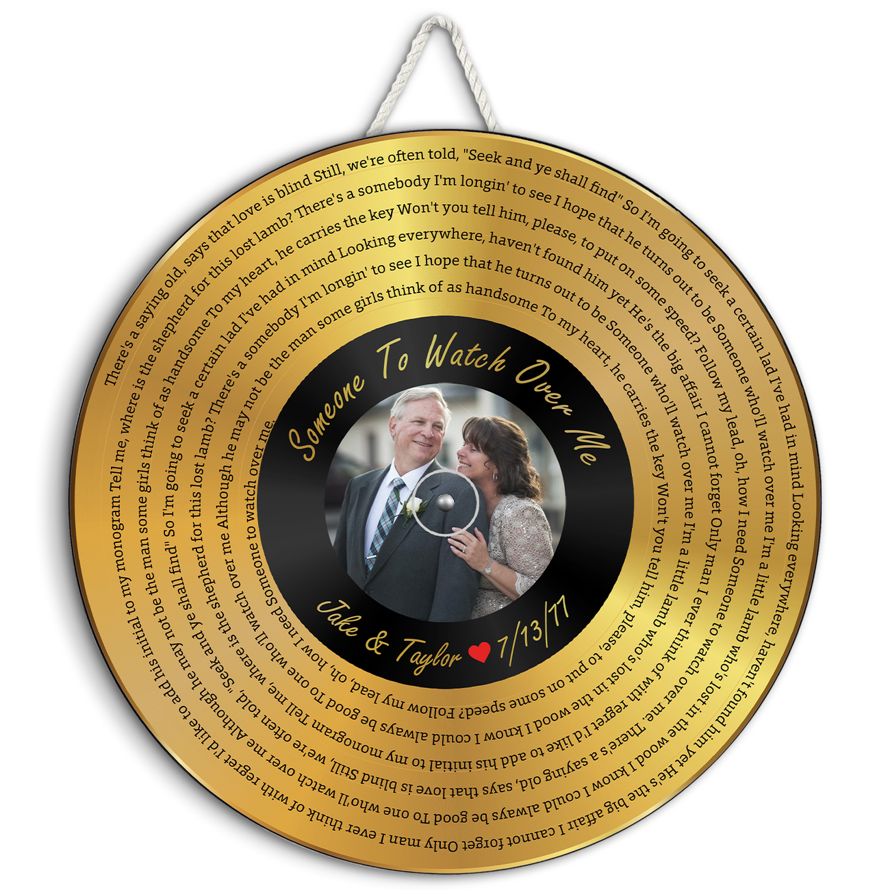 Custom Song Lyrics, Vinyl Record Art, Upload Photo, Customizable Song