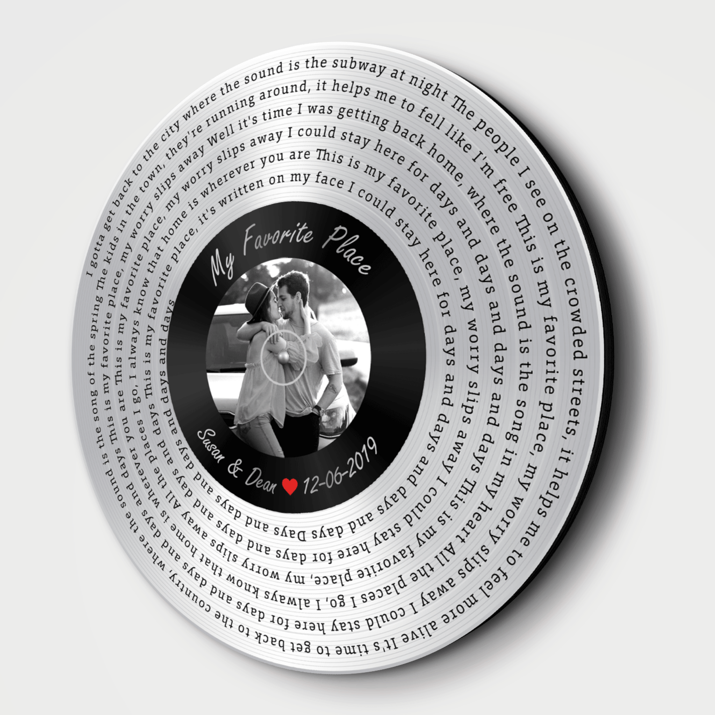 Custom Song Lyrics, Vinyl Record Art, Upload Photo, Customizable Song