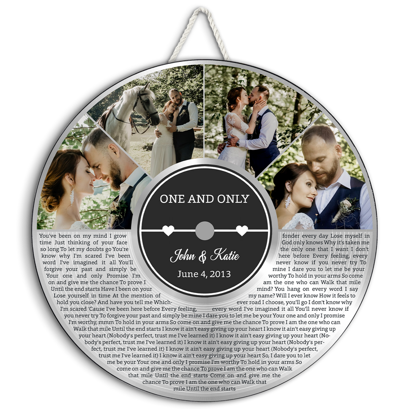 Custom Round Sign, Customizable Song Lyrics, Photo And Text, Half Viny