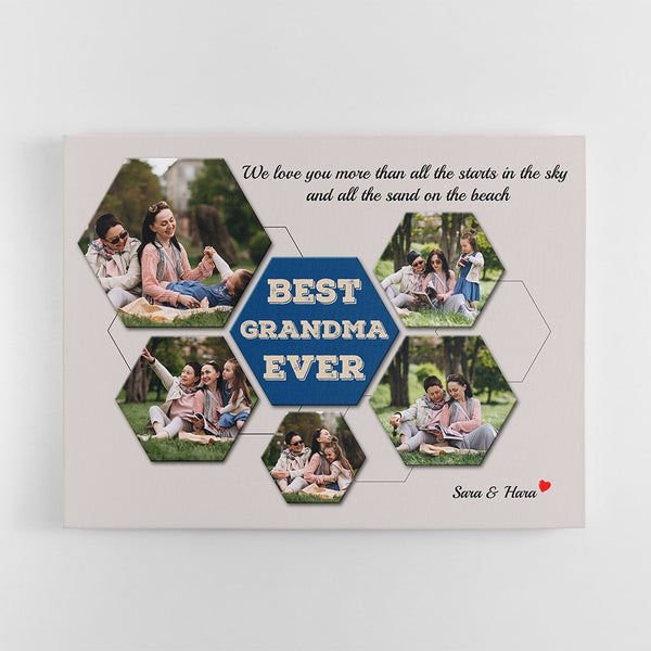 Best Grandma Ever Custom Photo Collage Canvas Print