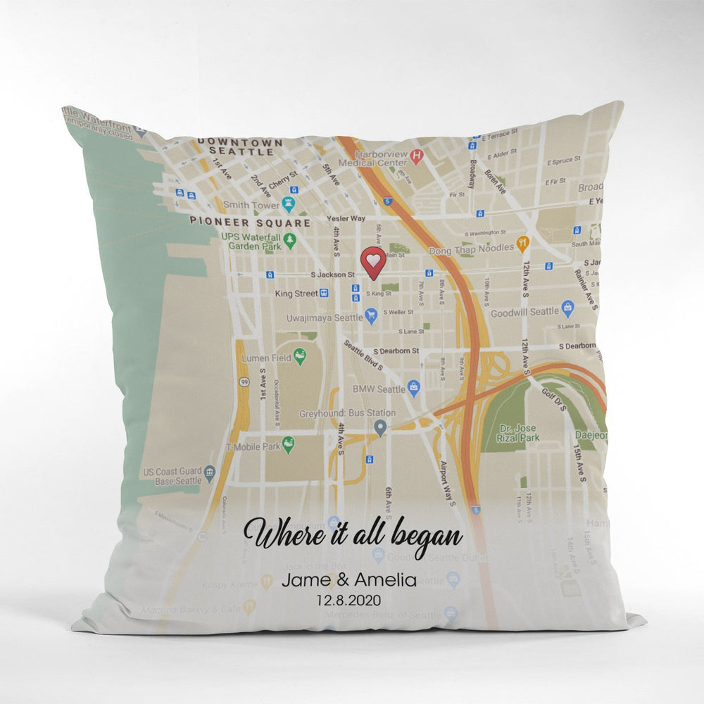 Custom Map Print Pillow