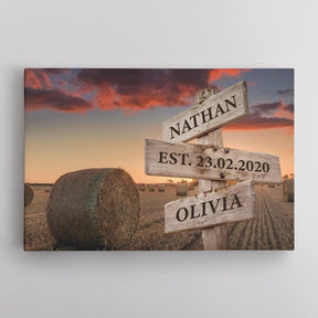 Custom Street Sign Canvas Art Print Sunset Background