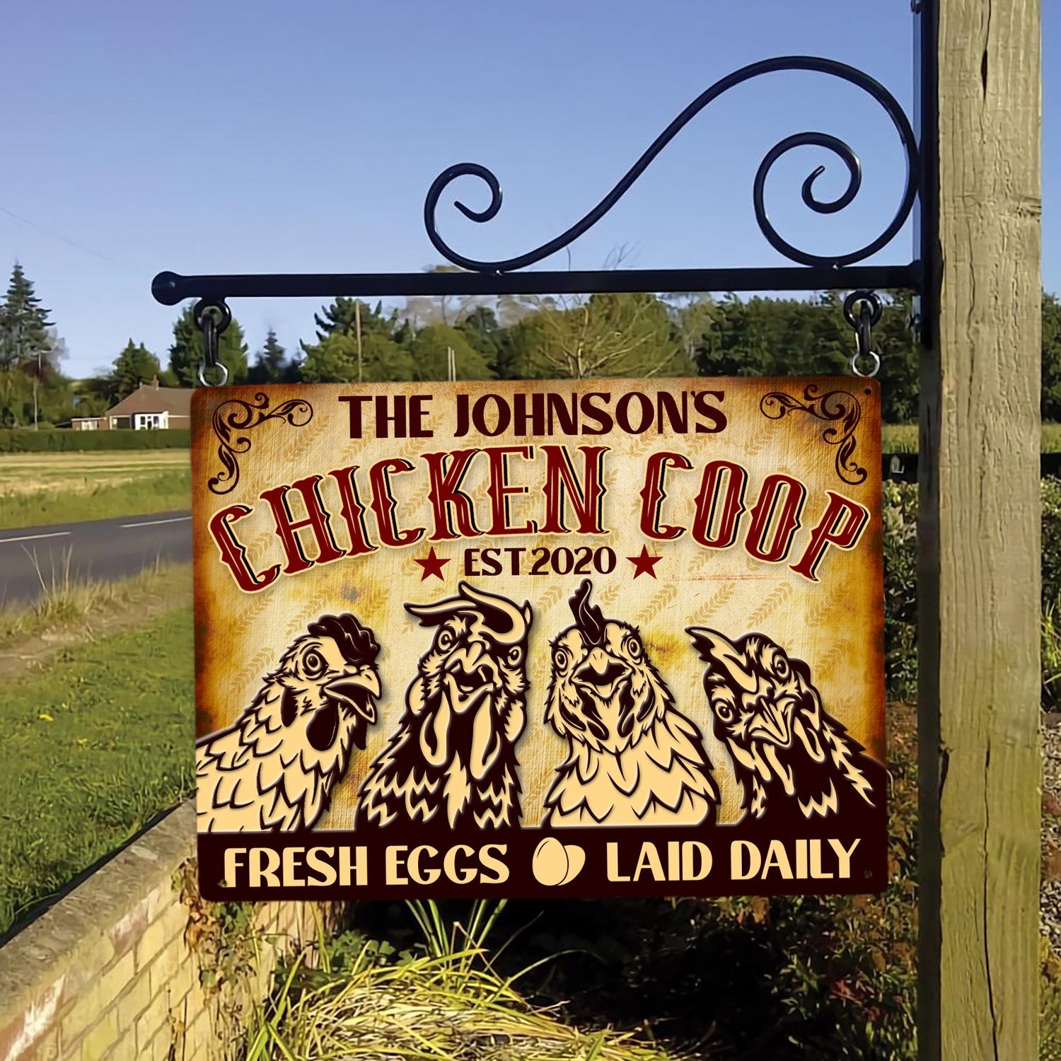 Farm Fresh Eggs Sign | Custom Metal Chicken Coop Signs