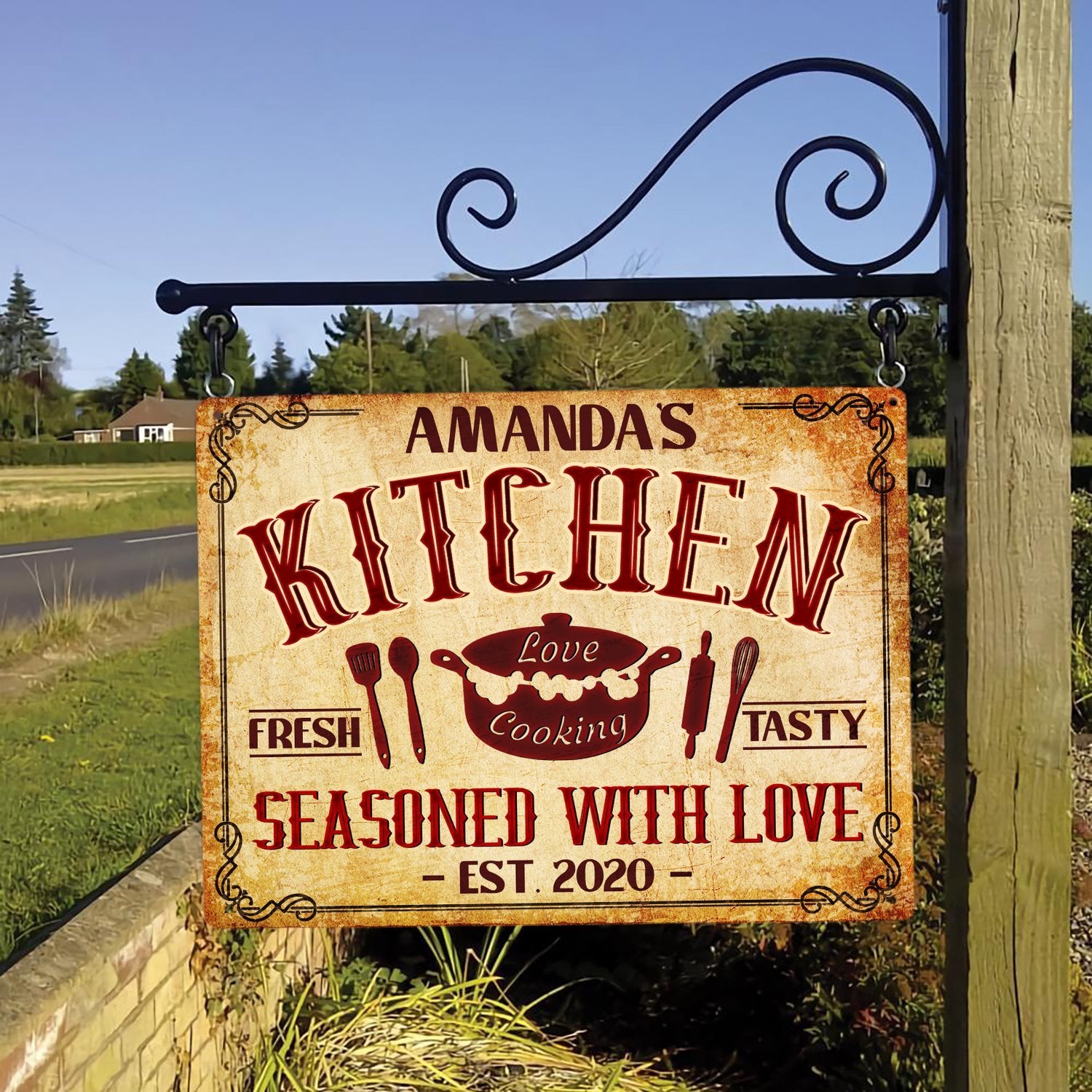 Customizabled Kitchen Sign, Fresh Tasty Seasoned With Love