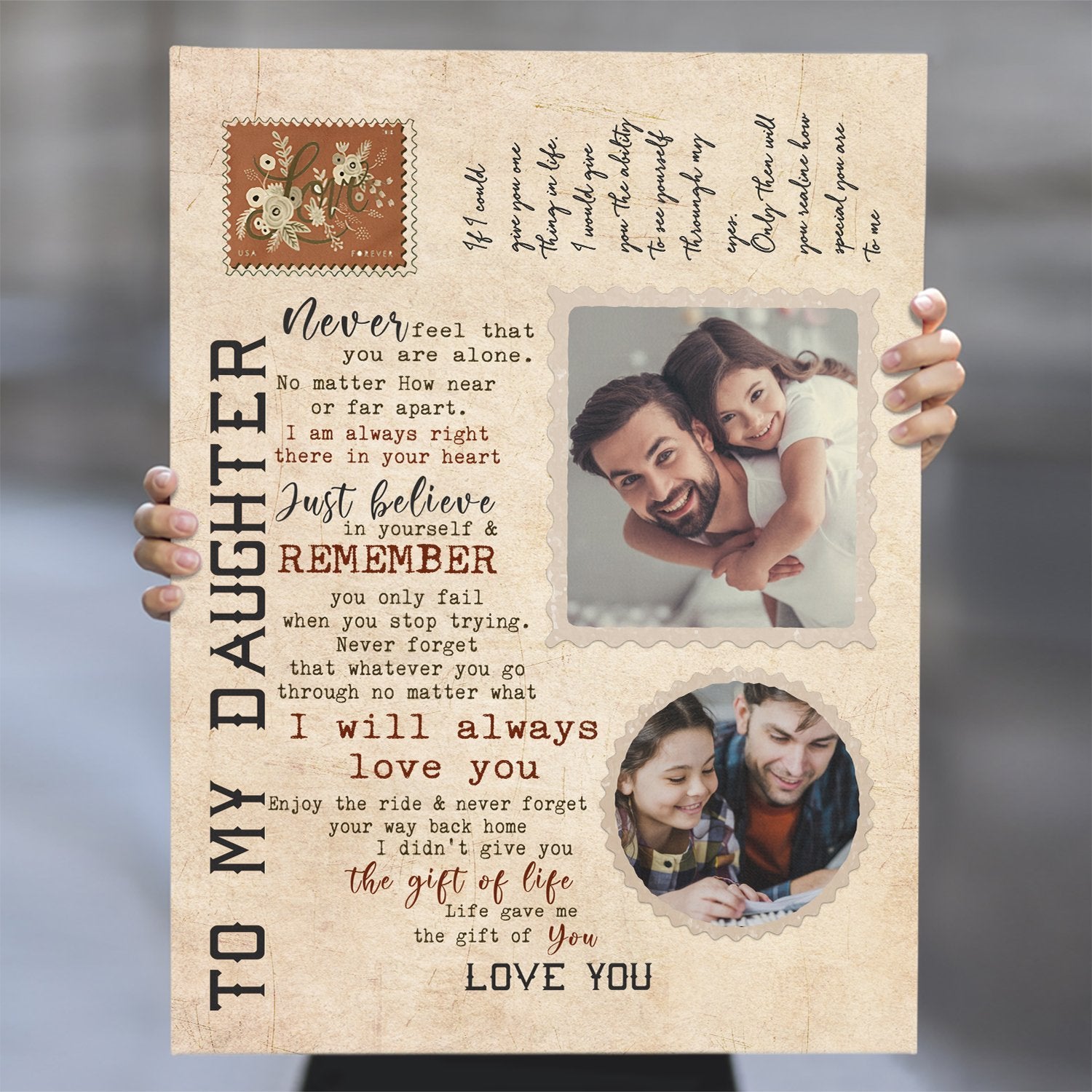 To My Daughter I Am Always Right There In Your Heart Custom Photo Ca to-my-daughter-i-am-always-right-there-in-your-heart-custom-photo-ca